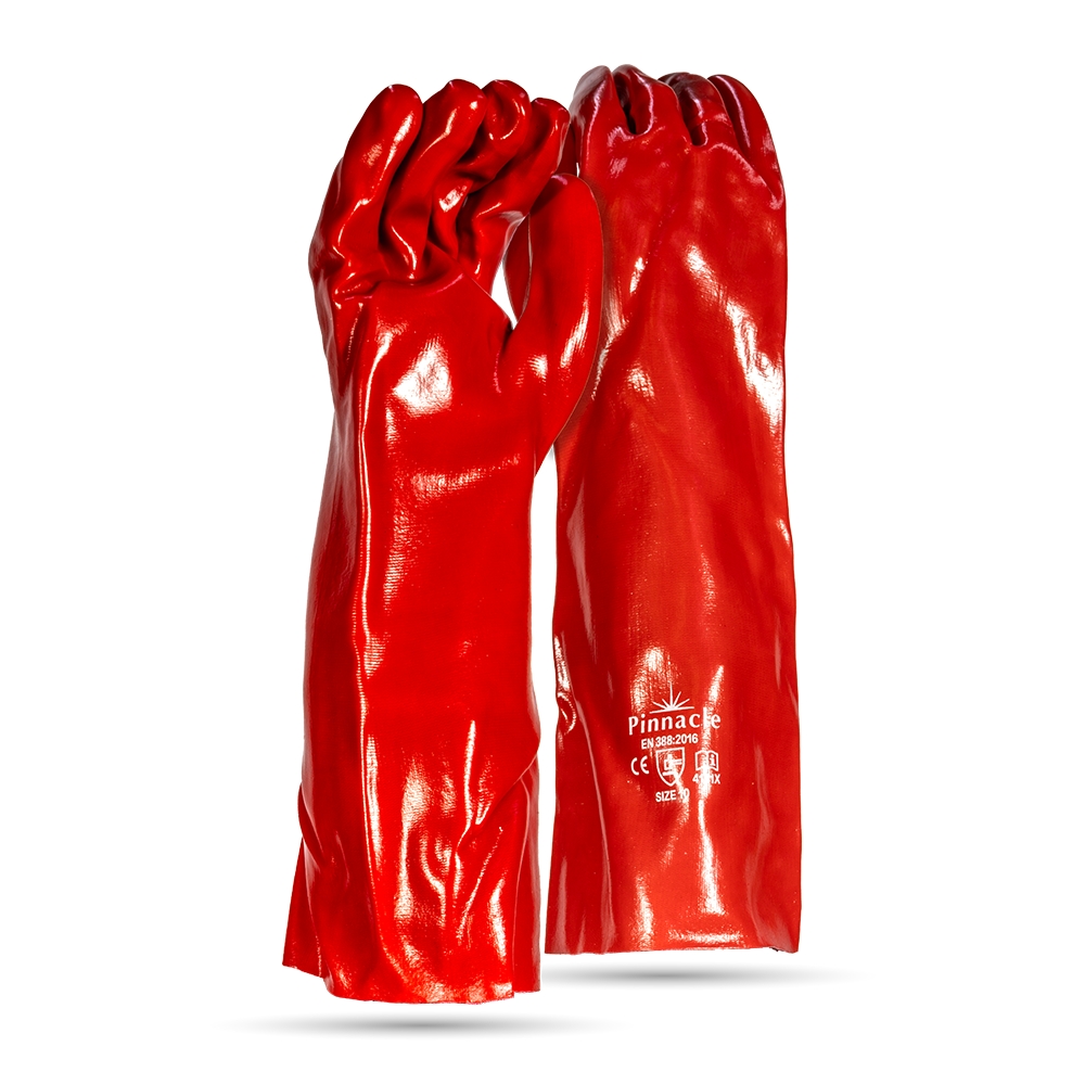 PVC Red Open Cuff Glove 40cm - Pack Of 12 Pairs - National Flag