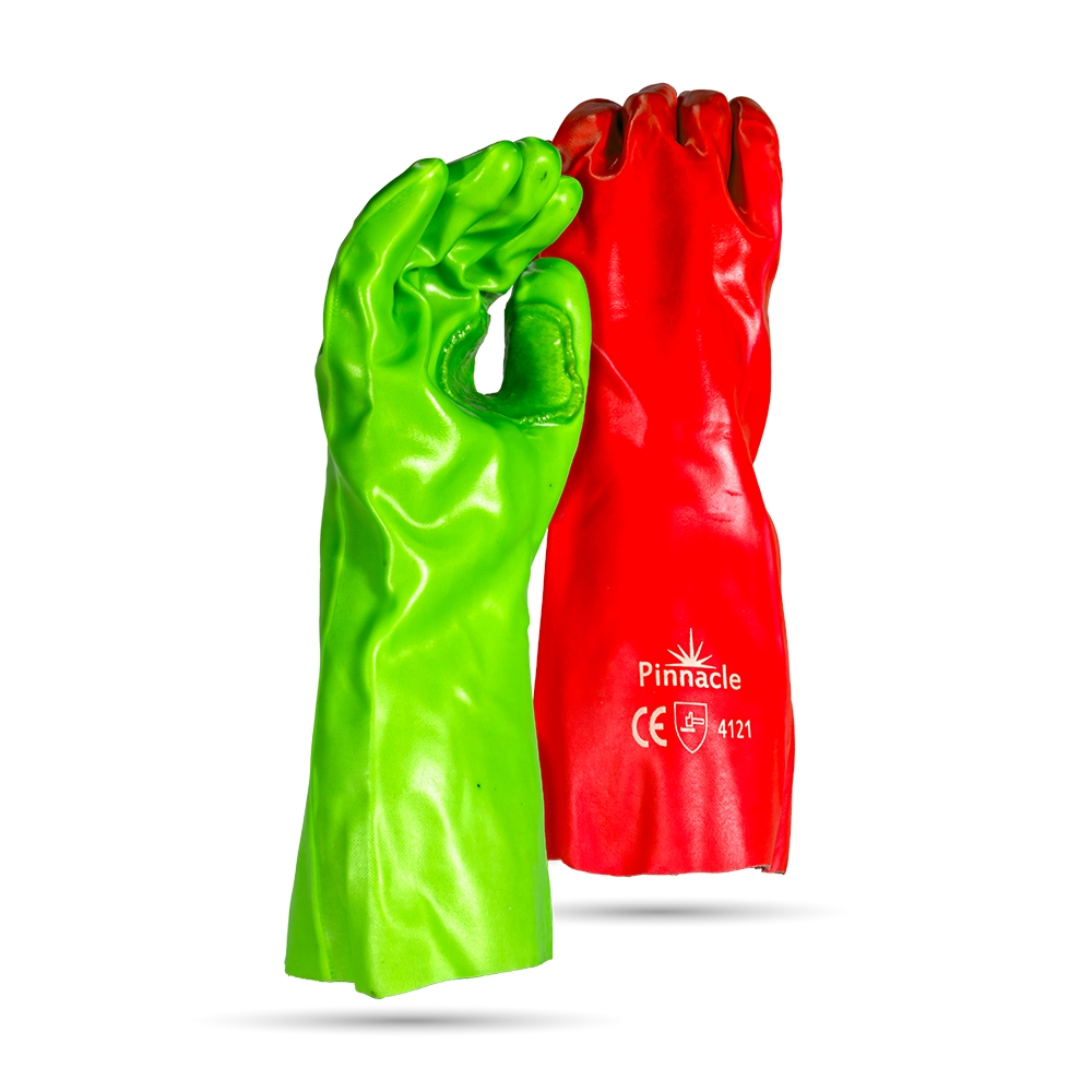 Stop & Go PVC Open Cuff Glove 35cm - Pack Of 12 Pairs - National Flag