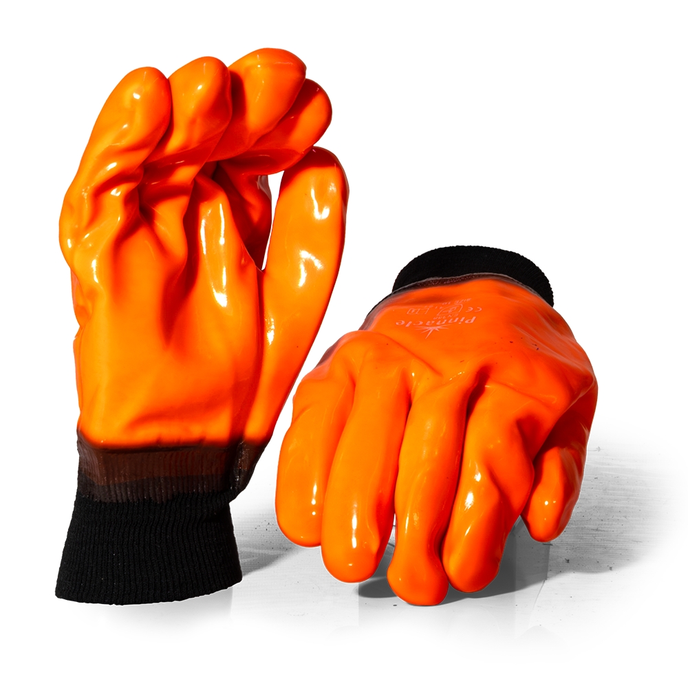 PVC Orange Freezer Glove Knit Wrist - Pack Of 12 Pairs - National Flag