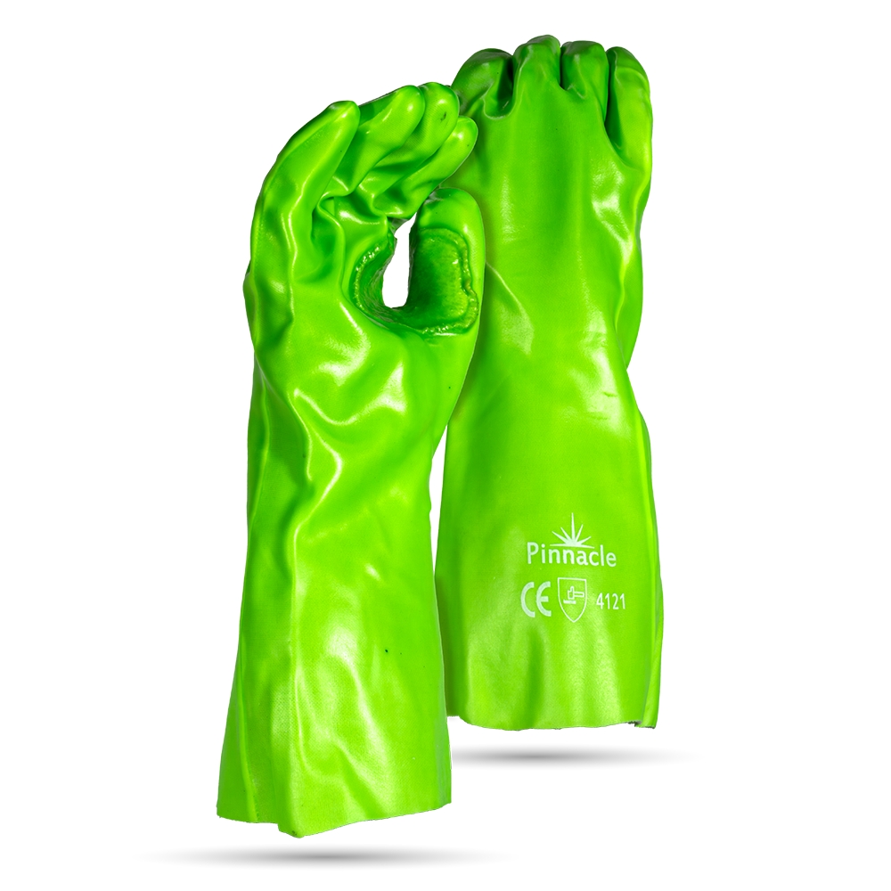 PVC Lime Green Open Cuff Glove 35cm - Pack Of 12 Pairs - National Flag